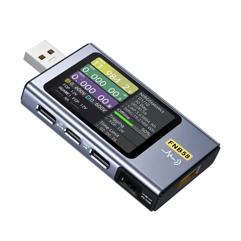 FNIRSI FNB58 - USB teszter: bluetooth, feszültség-, áram-, t